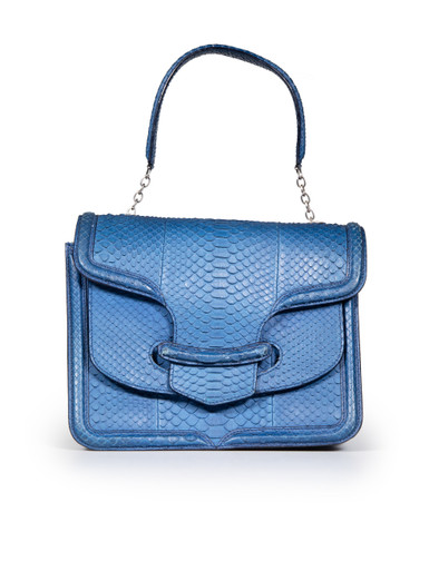 Used Alexander McQueen Cobalt Blue Python Heroine Bag | CSD