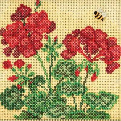 Geranium Cross Stitch Kit Mill Hill 2018 Buttons & Beads Spring ...
