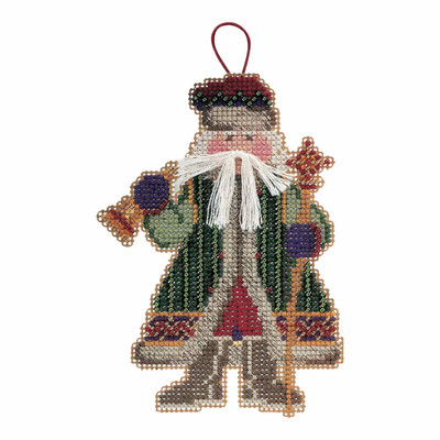 Bell Ringer Santa Beaded Ornament Kit Mill Hill 2001 Woodland Santas