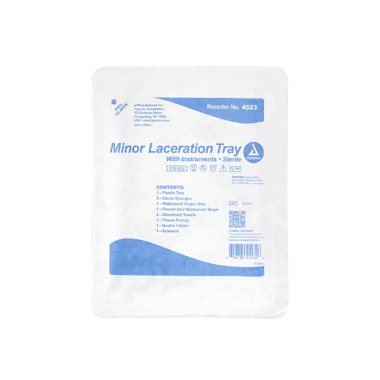 Minor Laceration Tray w/Instruments, Sterile , case /20