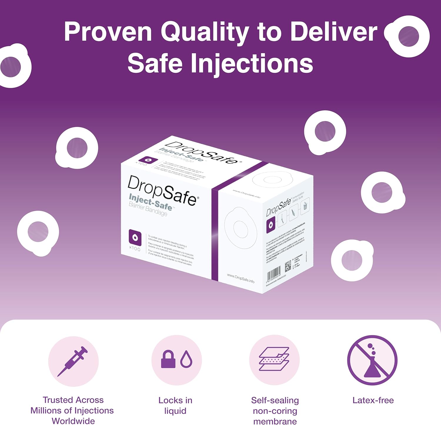 DropSafe® Inject-Safe Barrier Bandage Film, White, Sterile, 1-3/8", Box ...