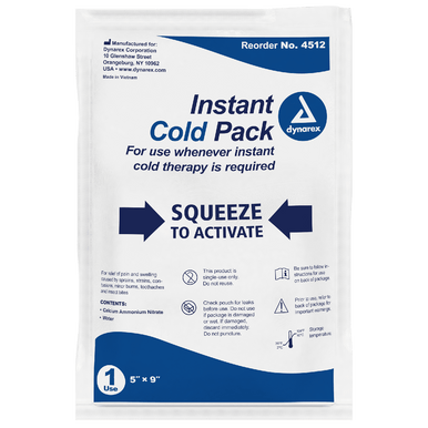 Instant Cold Pack: Disposable, Blue/White, Waterproof, 9 in L, 5 in W ...