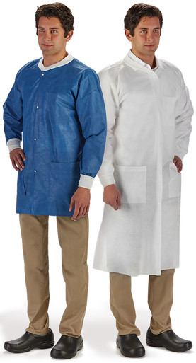 Lab Coats/Jackets, Coat Knit Collar & Cuffs, 3-Pockets Nonwoven White ...