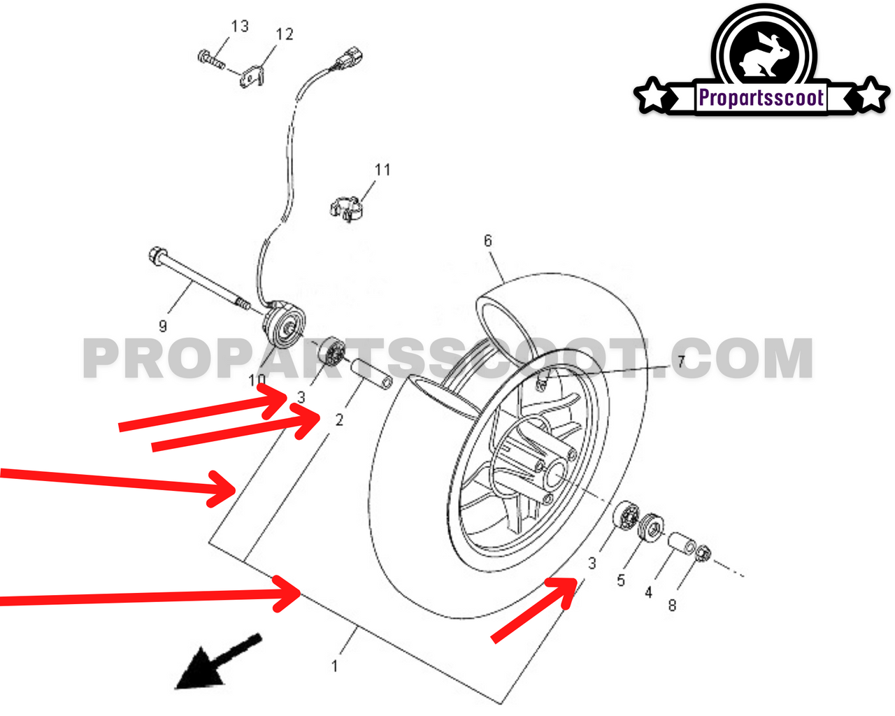 Front Rim White "ROCKET" for Yamaha Bws'r/Zuma 1988-2002 & MBK Booster and Nitro