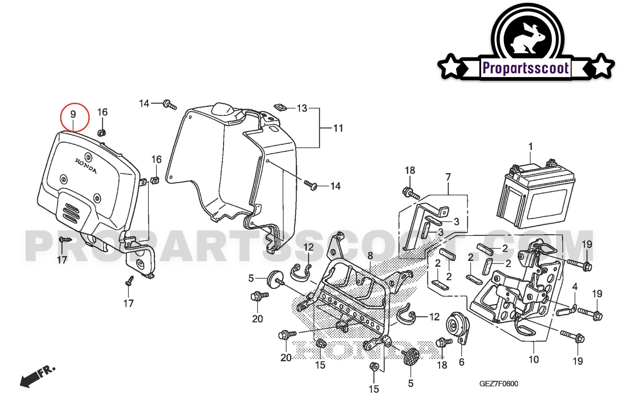 Front Battery Box Cover White for Honda Ruckus