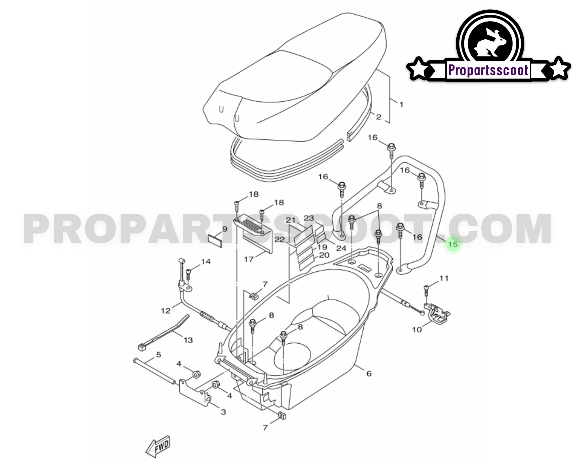 Rear Bumper White Yamaha for Bws/Zuma 50F & X 50 2012+