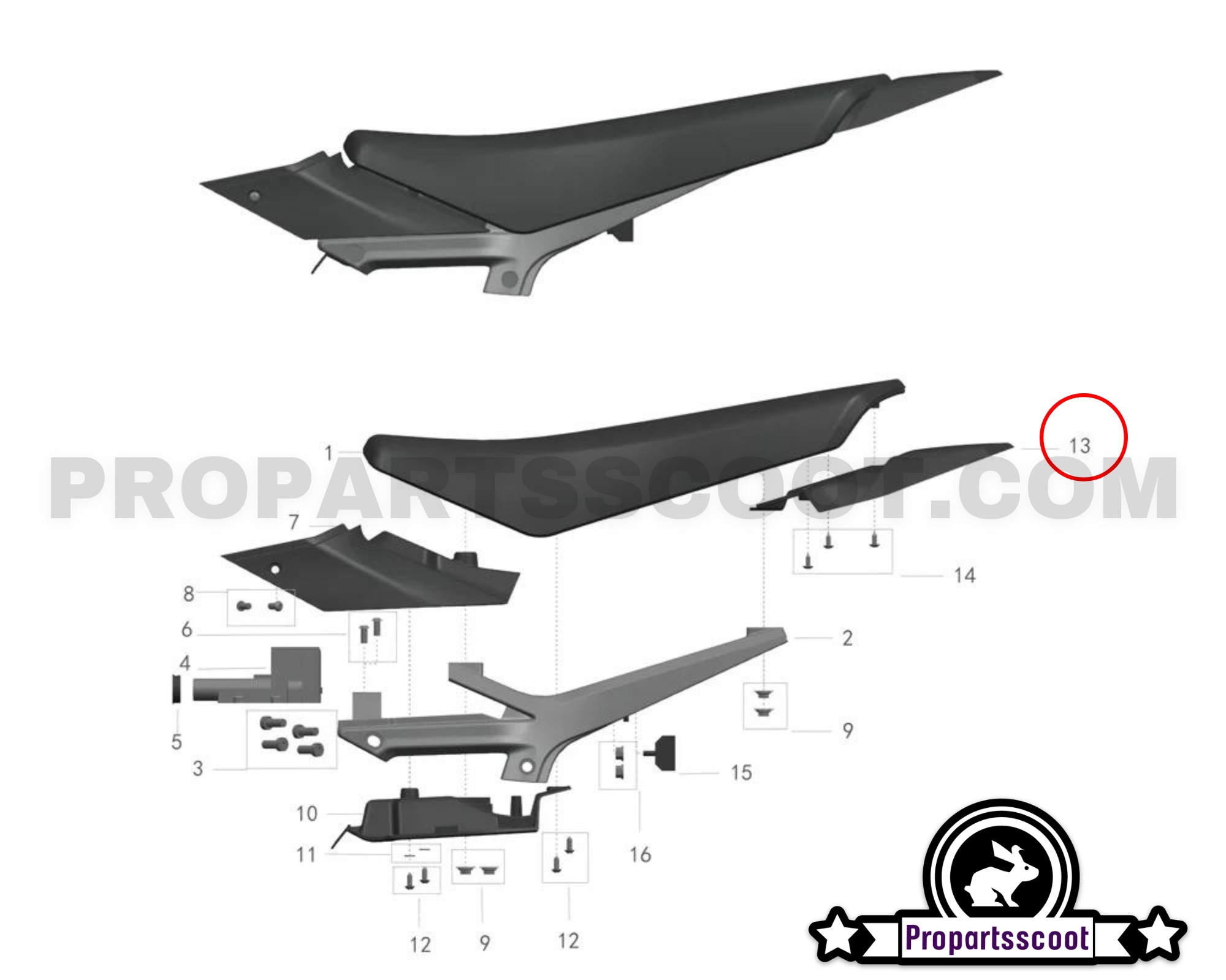 Rear Fender Black Original for Talaria Sting MX3 & MX4 (Short Version)