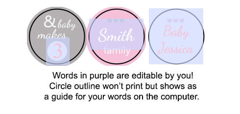 And baby makes 3 printable baby shower candy stickers editable PDF