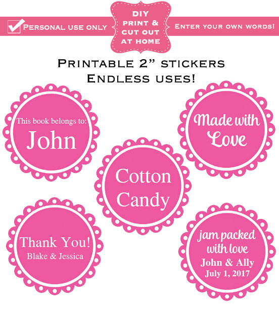 Product label printable 2" round sticker template editable PDF | Girl ...