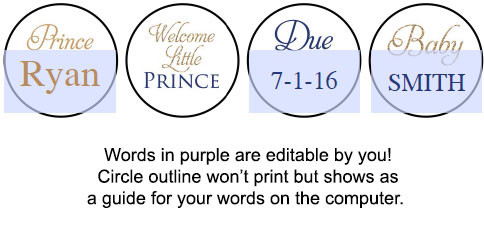 Little Prince printable boy baby shower candy stickers editable PDF