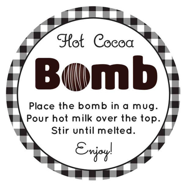 Hot cocoa bomb instruction stickers 1.9" directions