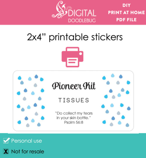 Printable tissue wrappers 2x4 inch JW gift for pioneers