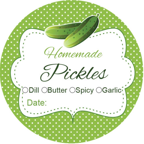 Pickle canning labels for dill, butter, spicy, or garlic 1.9 inches