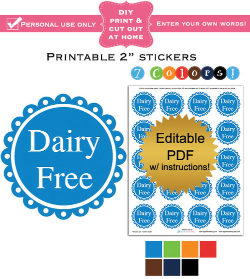 Product label printable 2" round sticker template editable PDF | Boy Colors
