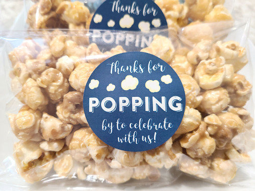 Thank you for popping by popcorn favor stickers baby shower, wedding ...