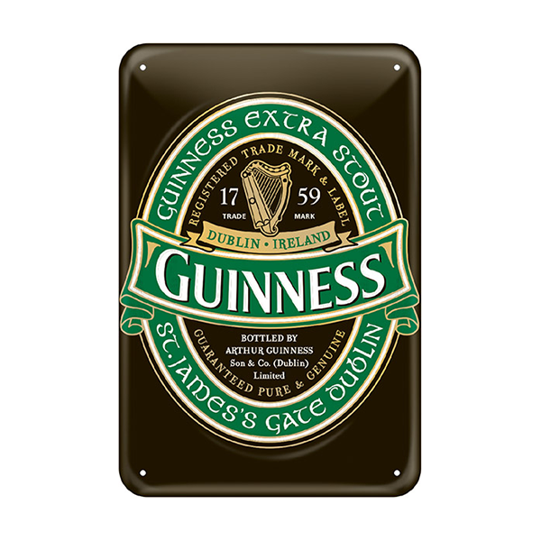 Guinness Metal Sign With Iconic Ireland Label (20Cm X 30Cm ...