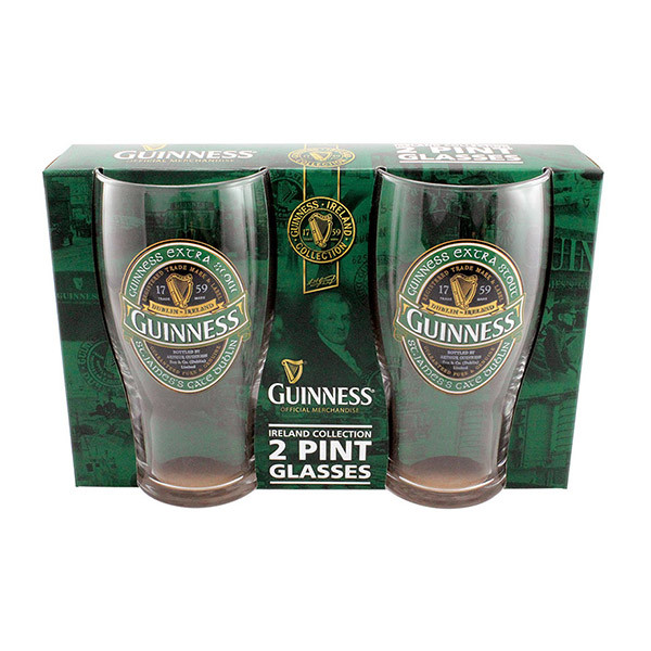 Guinness Green Collection Pint Glass Set Of 2 | ExclusivelyIrish.com
