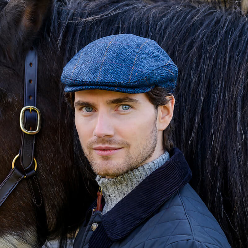 Mucros Weavers Irish Trinity Tweed Flat Cap in Blue | ExclusivelyIrish.com