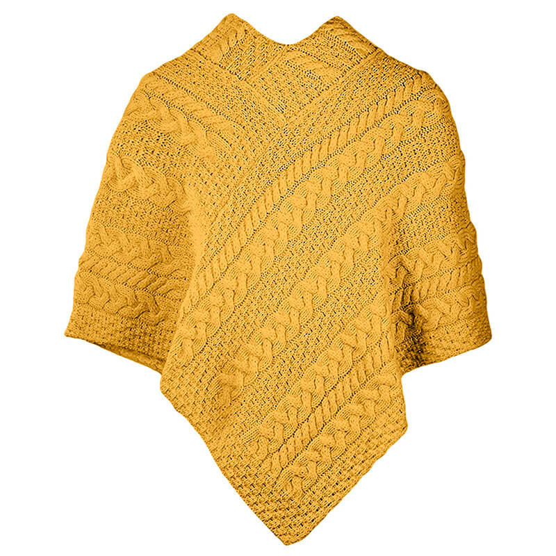 Cable Aran Poncho With Button Detail | ExclusivelyIrish.com