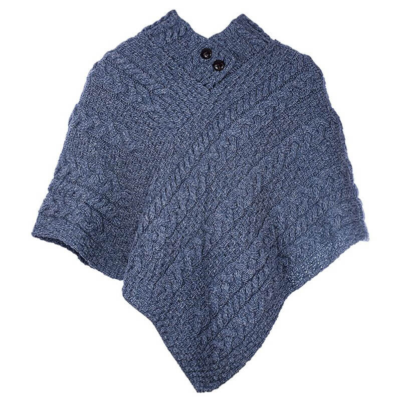 Cable Aran Poncho With Button Detail | ExclusivelyIrish.com