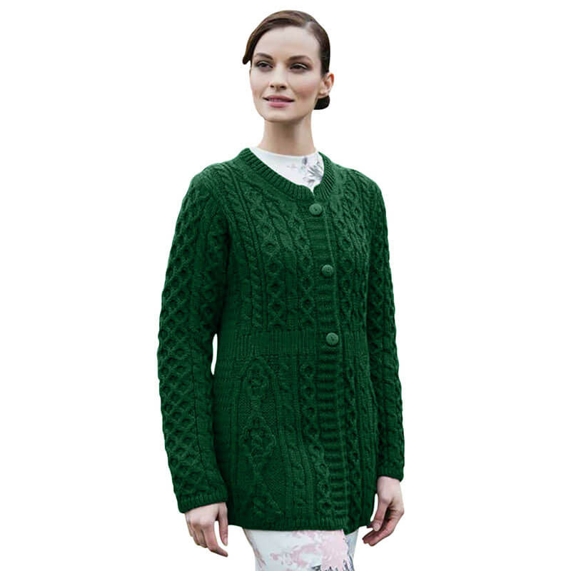Ladies A Line Aran Cardigan | ExclusivelyIrish.com