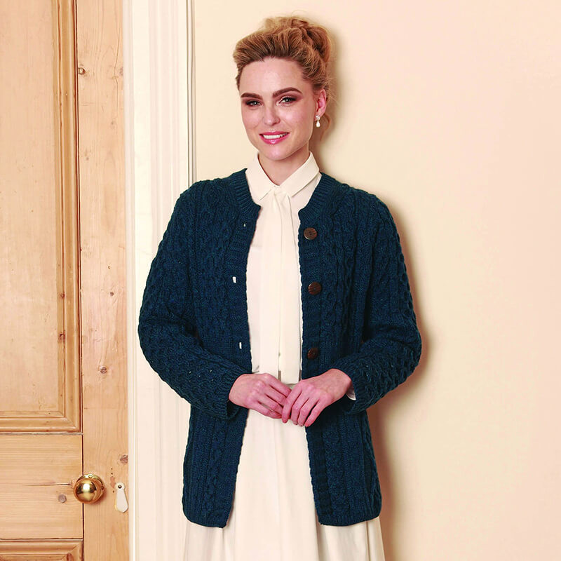 Ladies A Line Aran Cardigan | ExclusivelyIrish.com