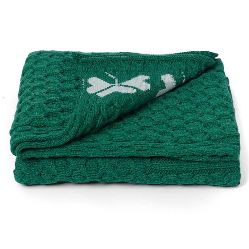 Large Shamrock Wool Throw Blanket | ExclusivelyIrish.com
