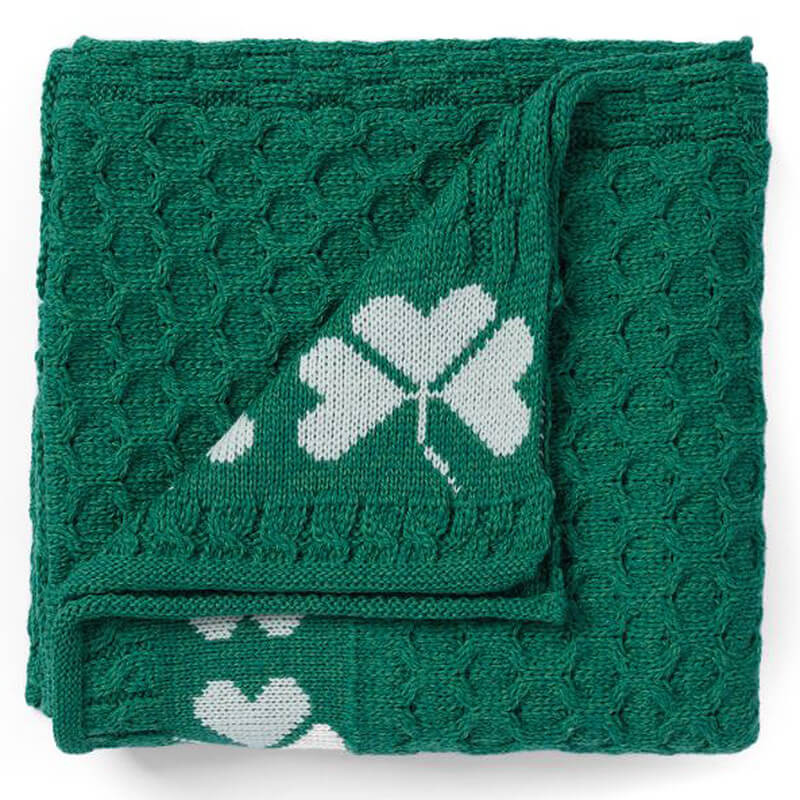 Large Shamrock Wool Throw Blanket | ExclusivelyIrish.com