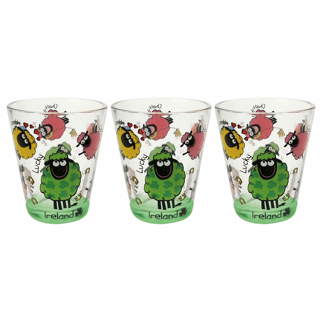 Three Pack Shot Glasses With Wacky Woollies Designs | Exclusively Irish