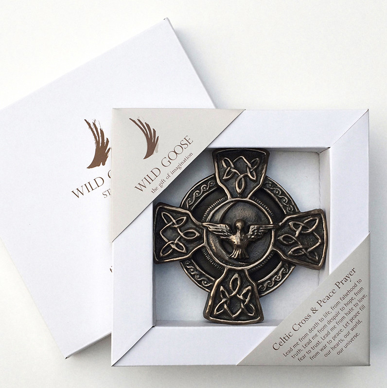 Celtic Cross and Peace Prayer Bronzed Wall Plaque | ExclusivelyIrish.com