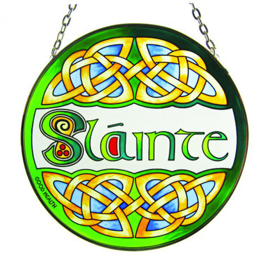 Slainte Round Stained Glass Panel | ExclusivelyIrish.com