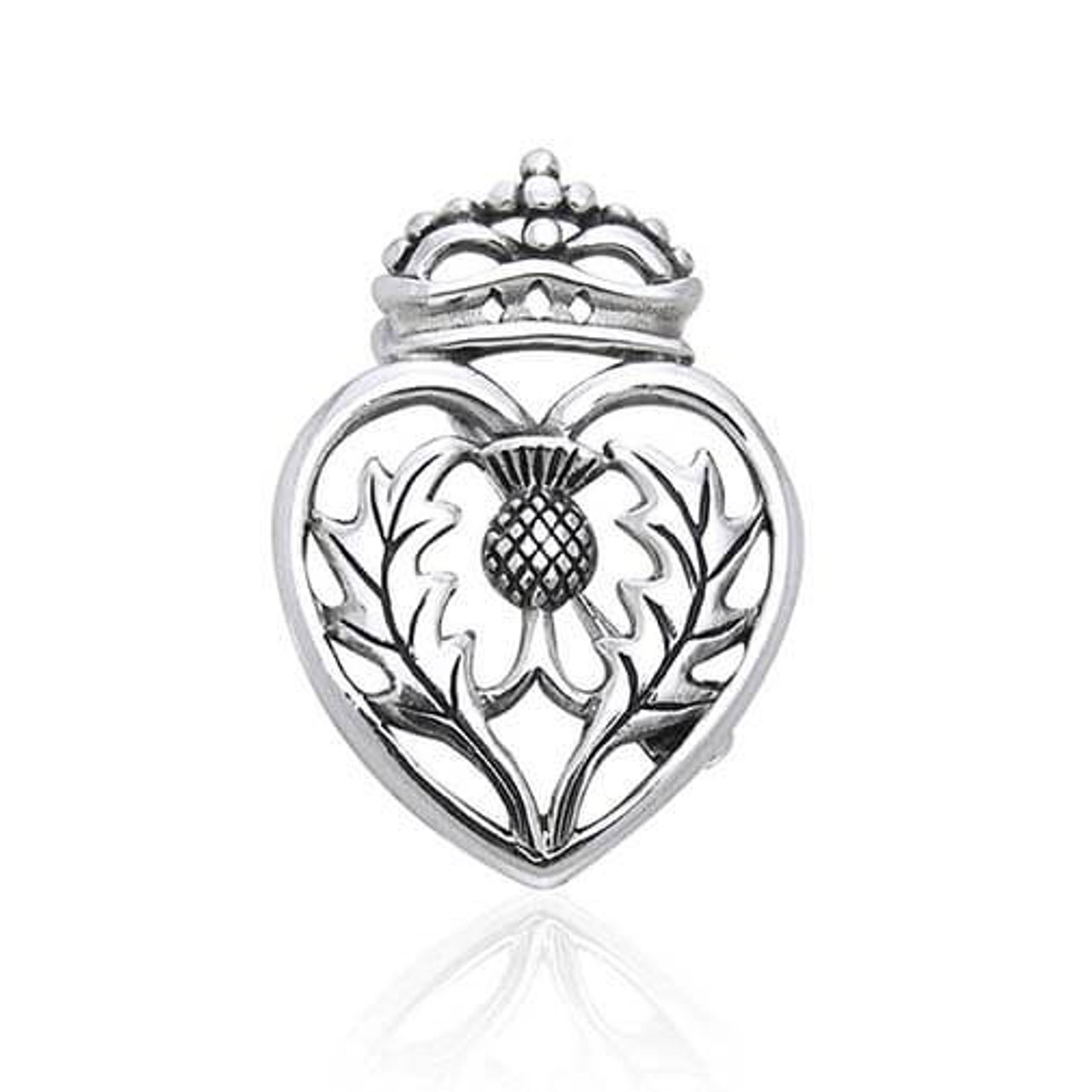 Scottish Thistle Pin with Claddagh Heart Design | Made in Scotland