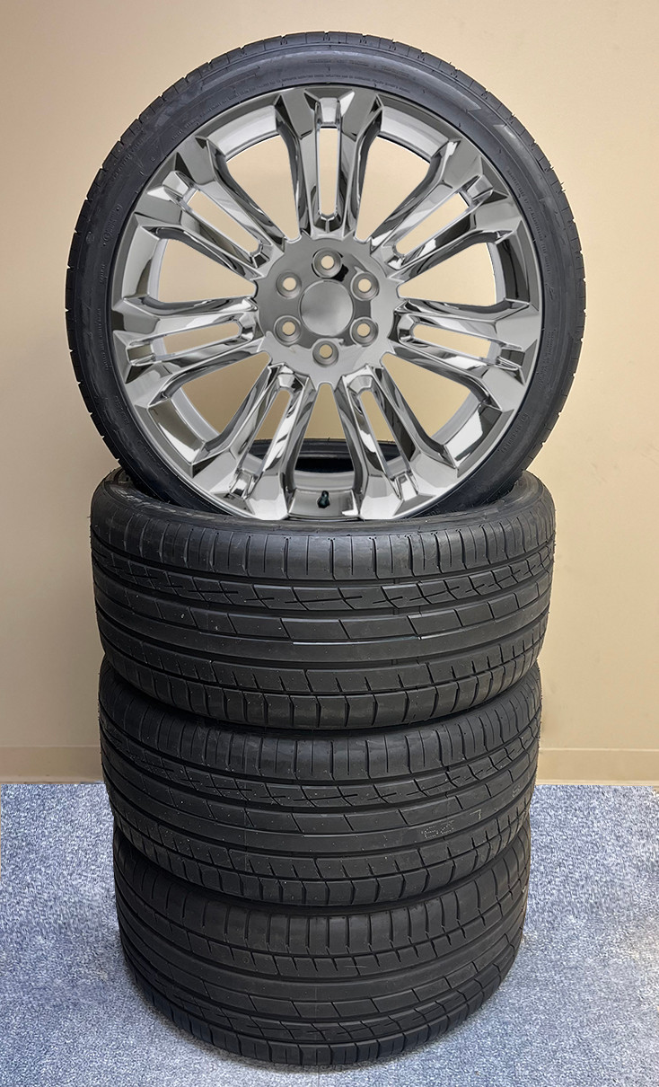 24" Chrome Seven Split Spoke Wheels With 305/35/24 Tires