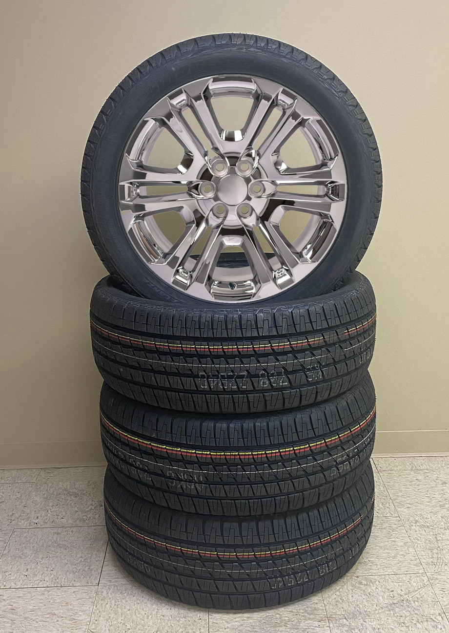 Chevy Split Spoke Chrome 22" Wheels With Bridgestone Dueler Alenza Tires