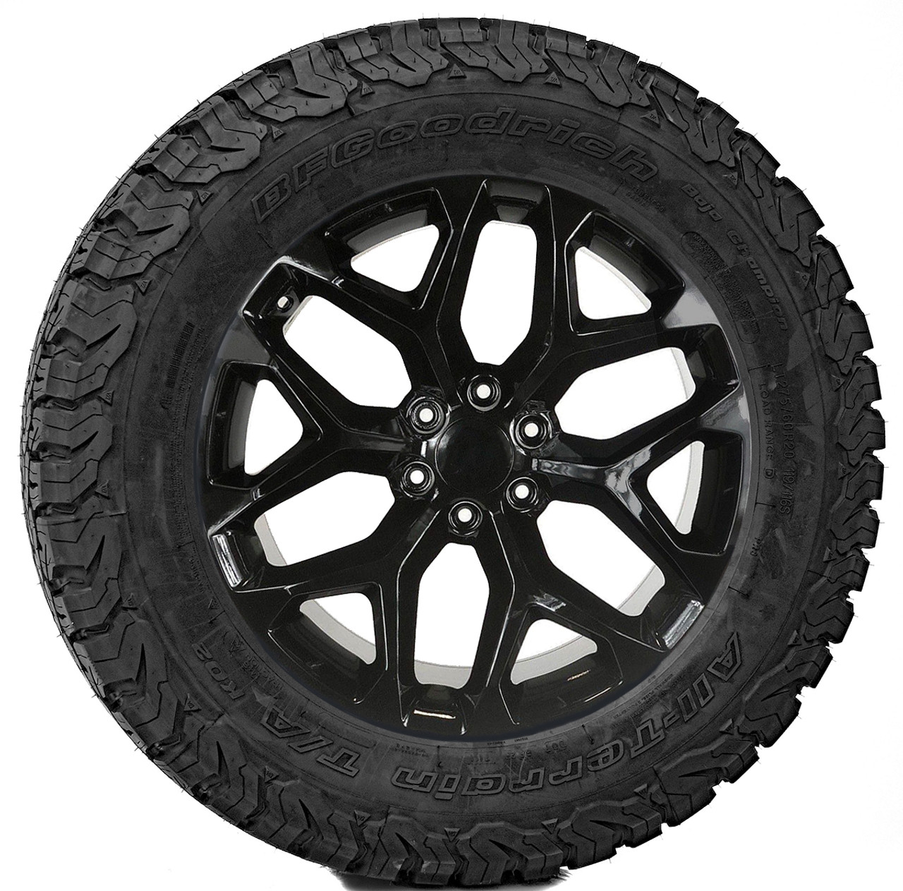 Gmc Style Snowflake Gloss Black 20 Wheels With Bfg Ko2 At Tires For
