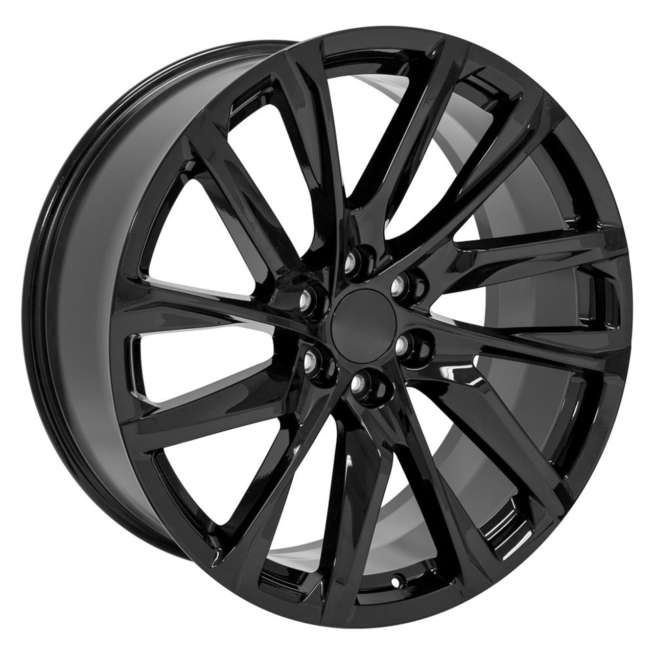 Gloss Black 22 Inch 12 Angled Spoke Ssx Escalade Replica Wheels