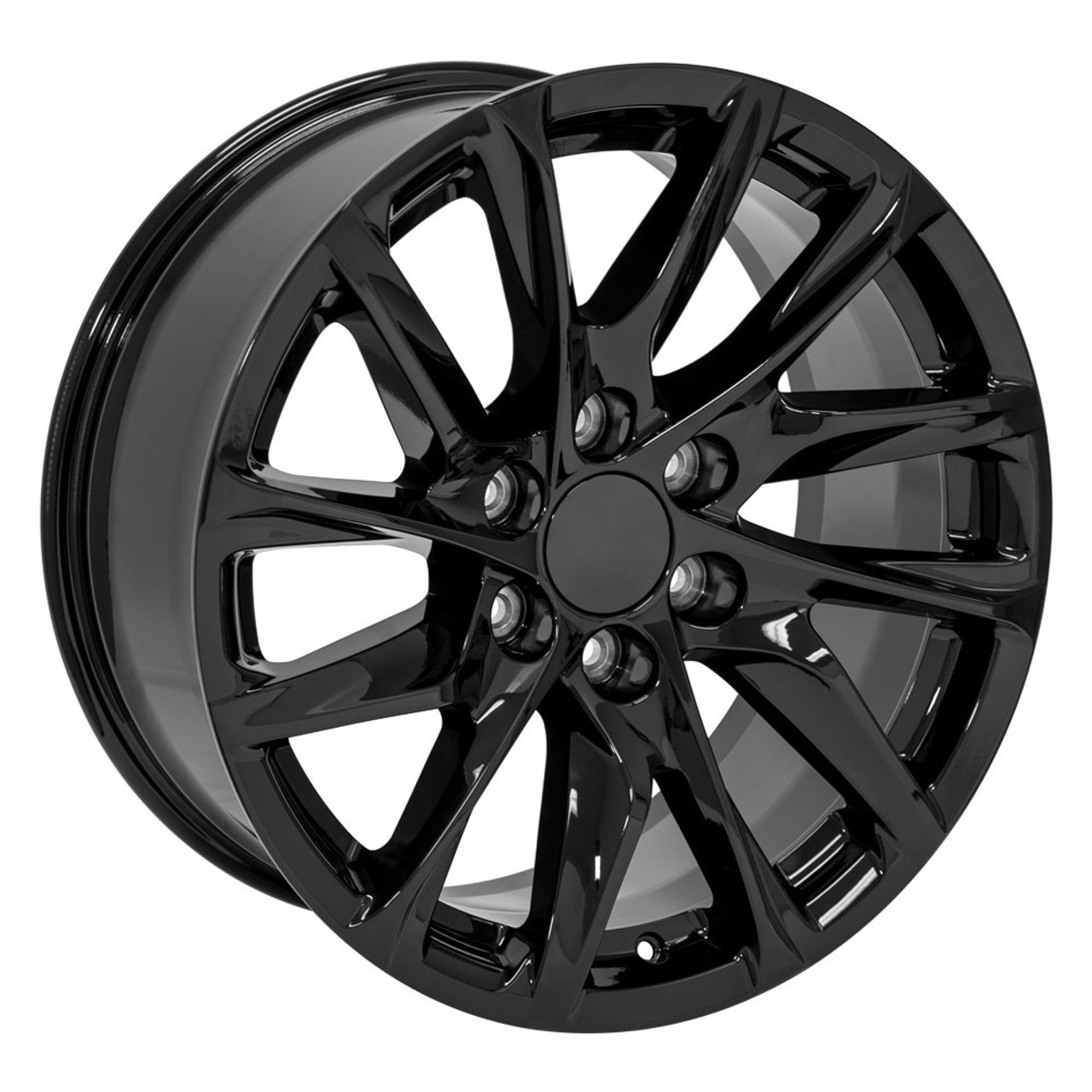 Gloss Black 20 Inch 12 Angled Spoke Ssx Escalade Replica Wheels