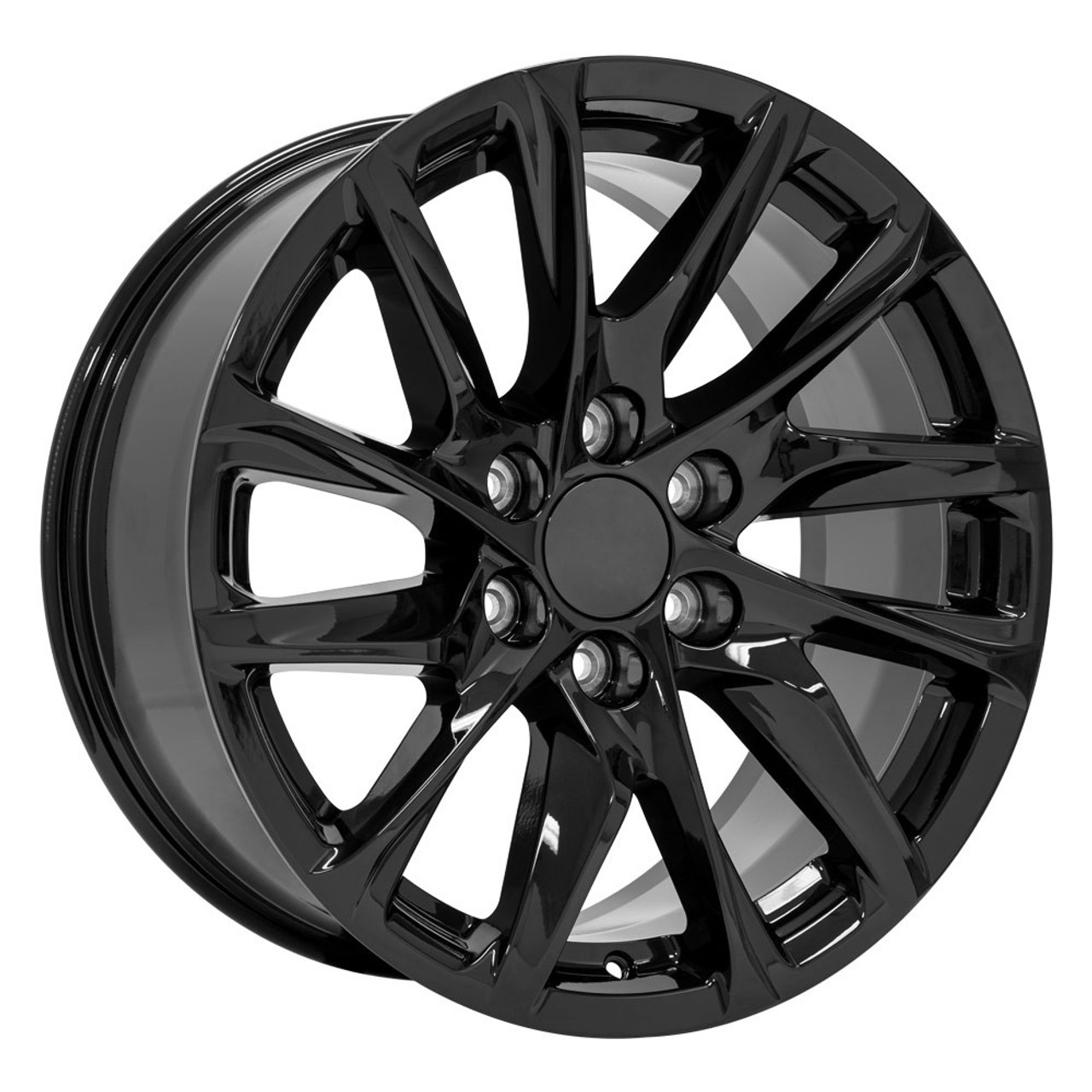 Gloss Black 20 Inch 12 Angled Spoke Ssx Escalade Replica Wheels
