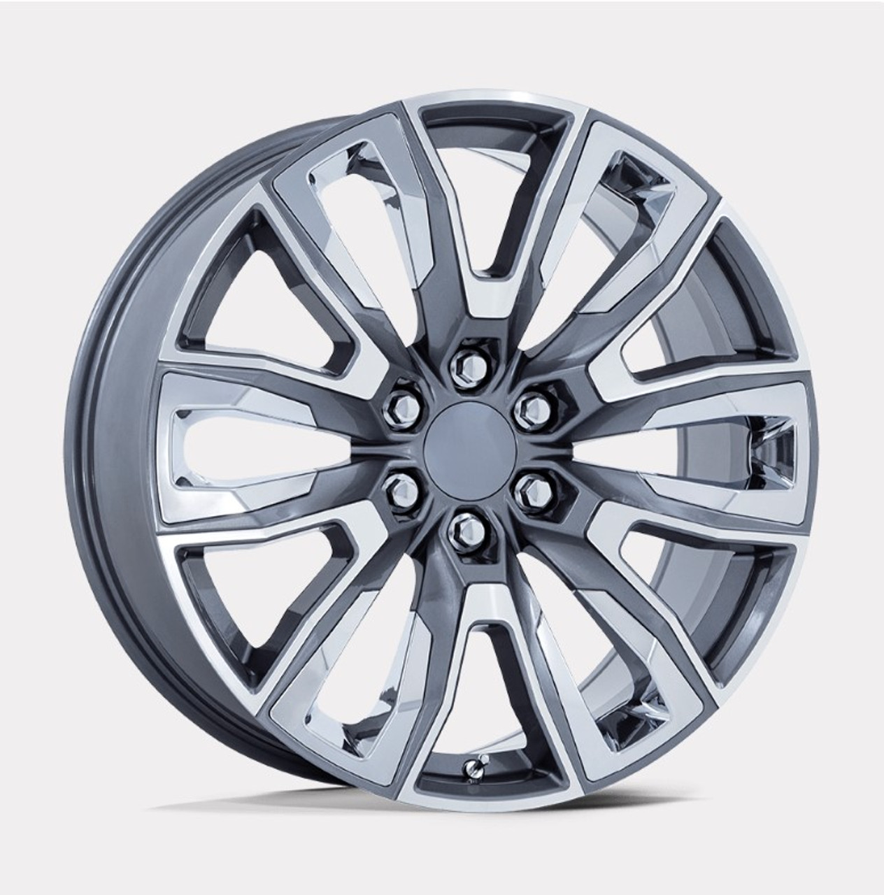 Gmc Gunmetal 22 Inch With Chrome Insert Platinum Replica Wheels