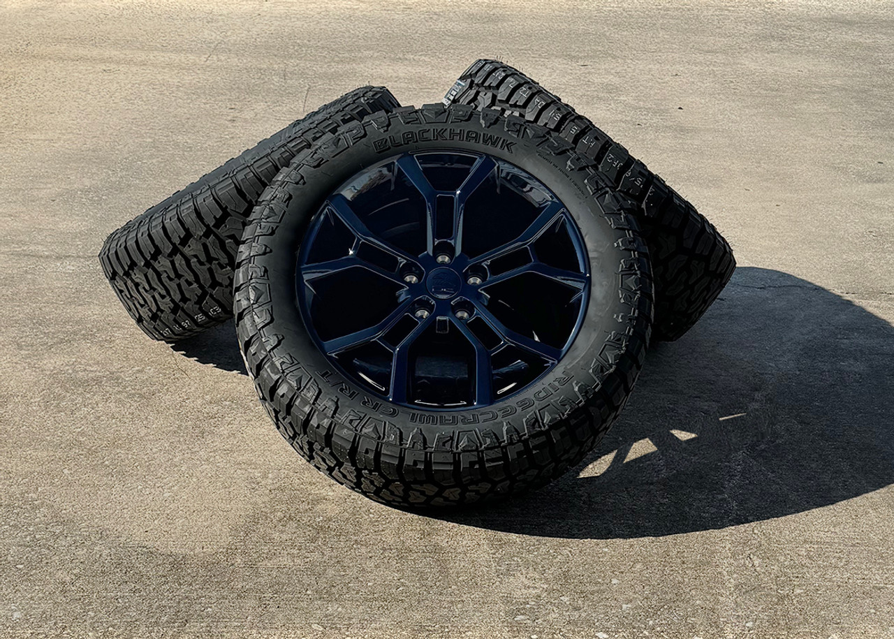Jeep 20 Gloss Black Five Y Spoke Replica Wheels With Blackhawk Rt Tires