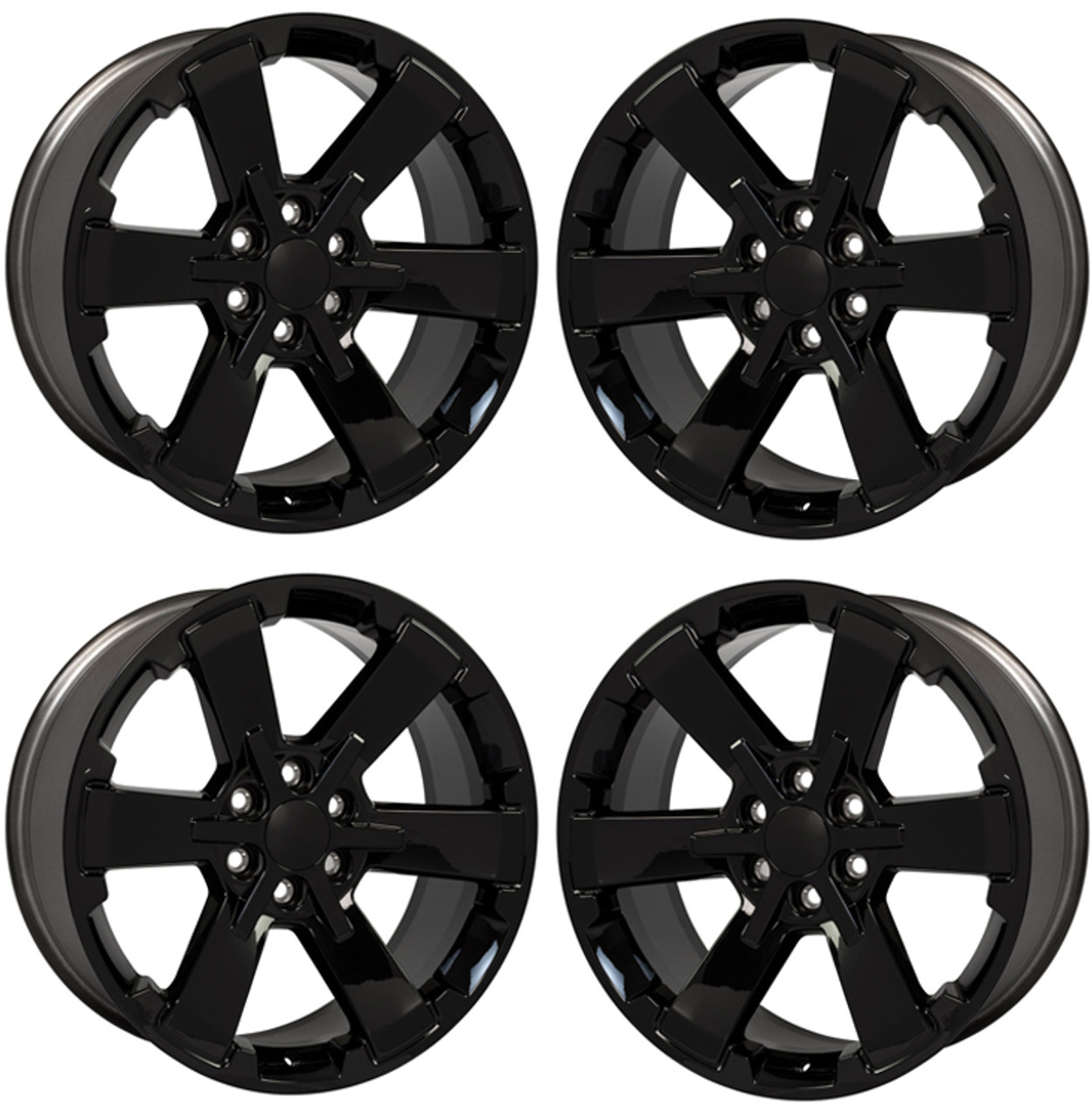 Chevy Gloss Black Six Spoke Rally Style 22 Wheels For Chevy Silverado