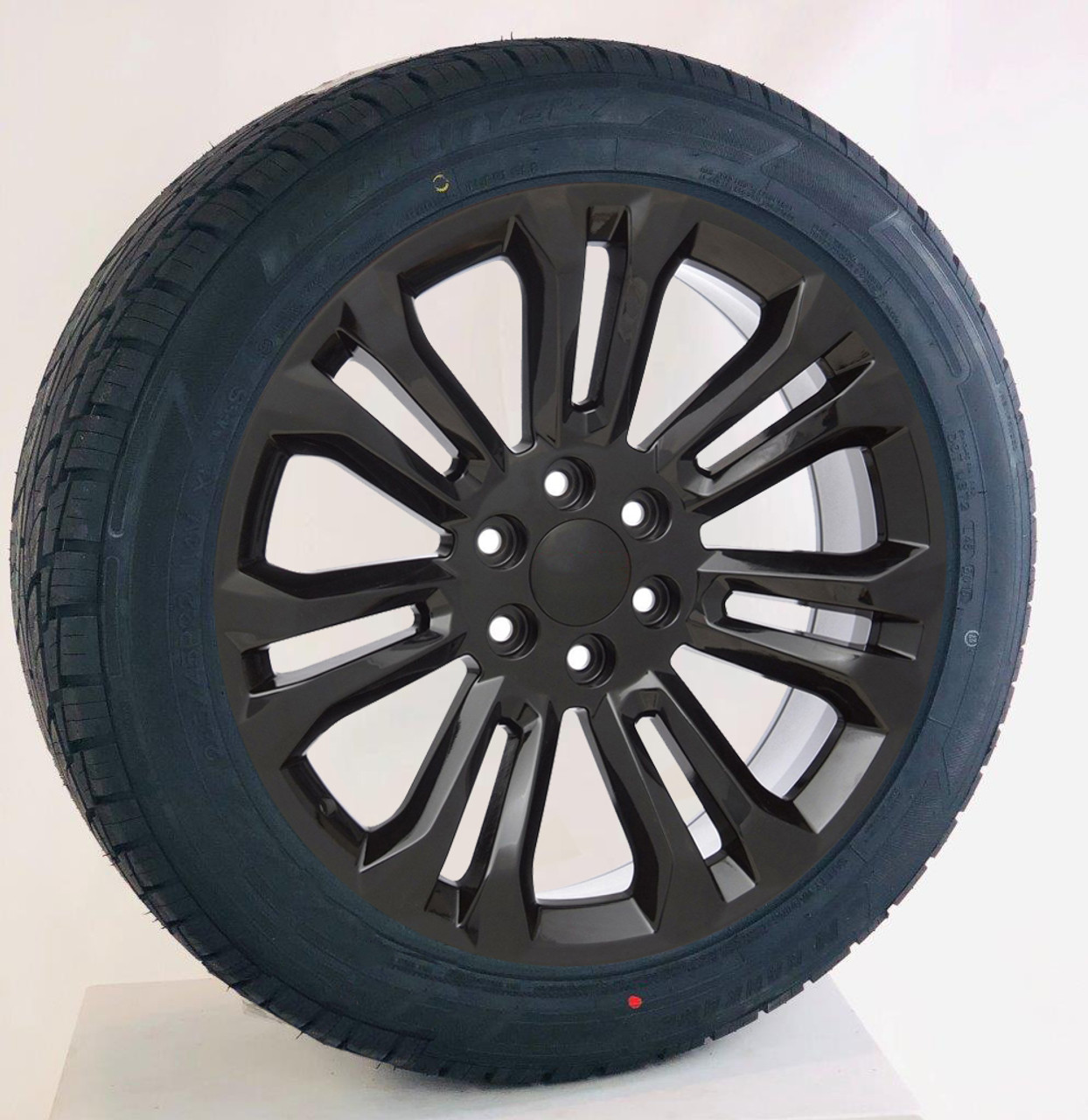 Chevy Gloss Black 22 Seven Split Spoke Wheels With Nankange Tires