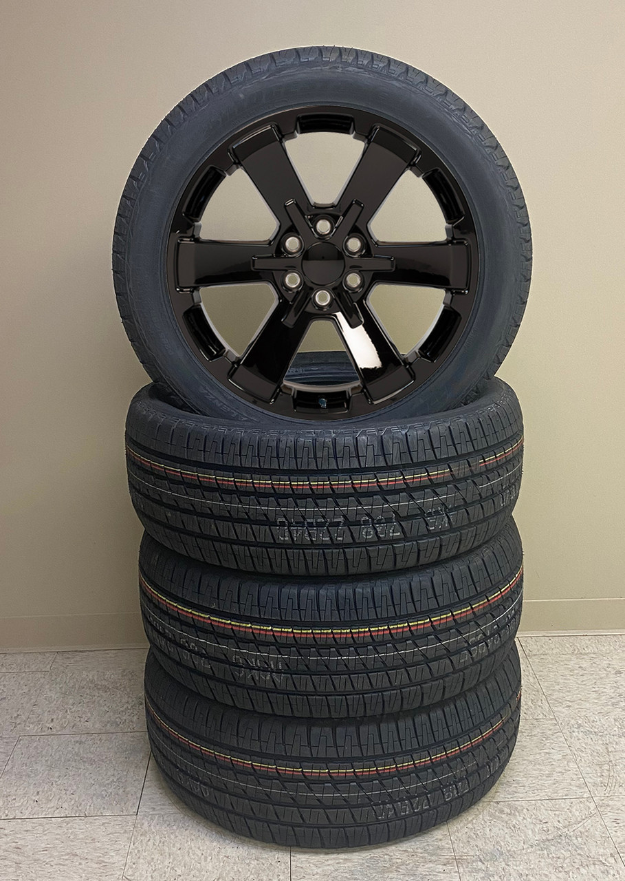 Gmc Rally Style Six Spoke Gloss Black 22 Wheels With Bridgestone