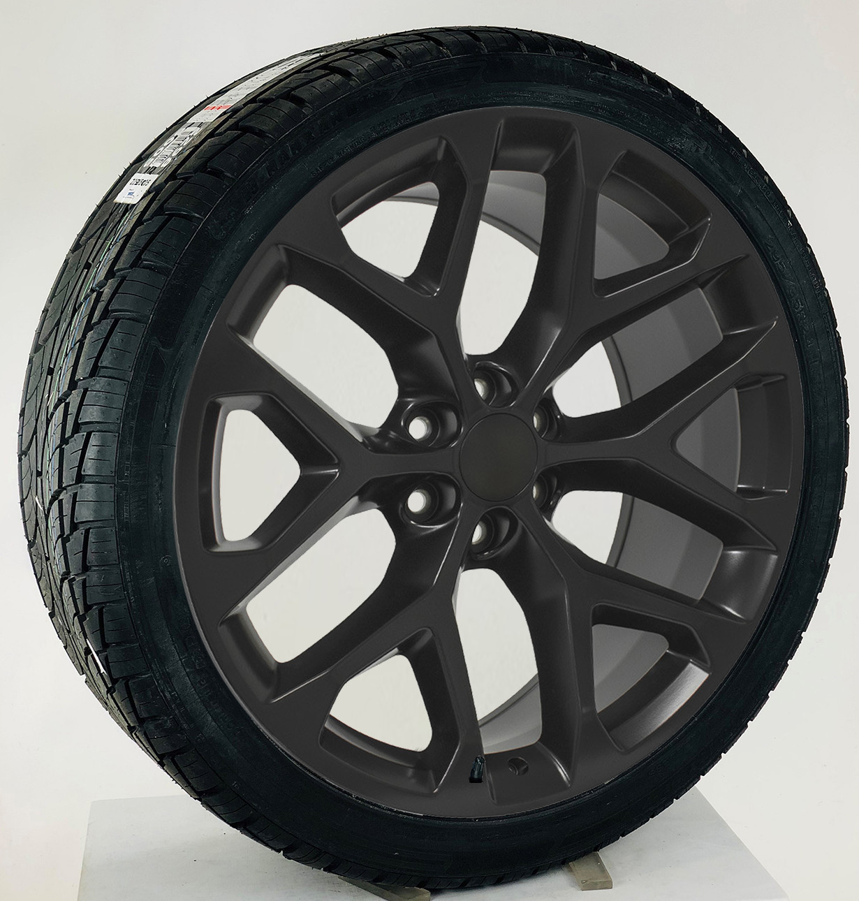 24" Satin Black Snowflake Wheels With 295/35R24 All Season Tires