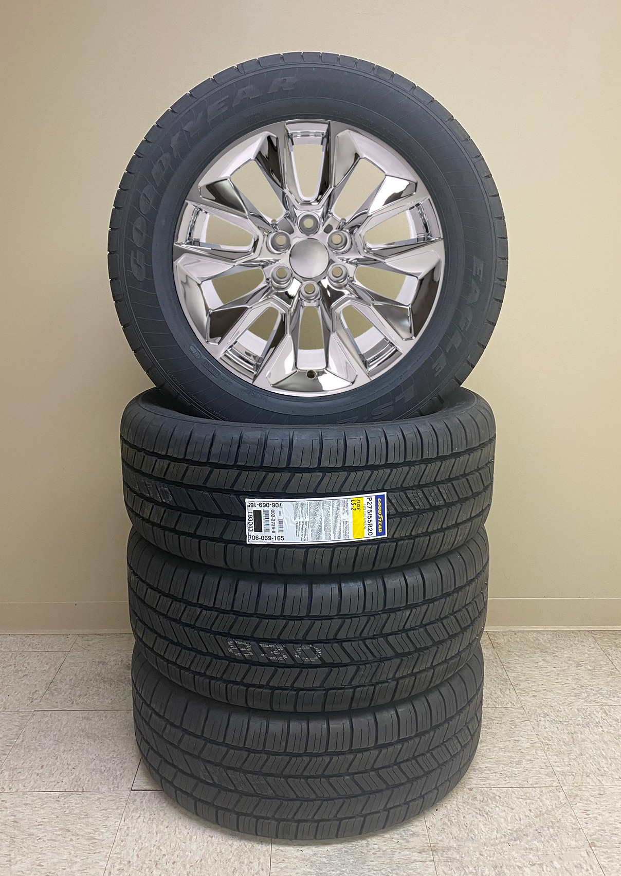 Chevy RST Style Chrome 20" Wheels With Goodyear Tires