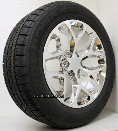 Chevy Style Chrome Snowflake 22 Wheels With Bridgestone Dueler Alenza