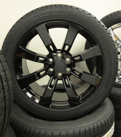 Chevy Gloss Black Eight Spoke 22 Inch Wheels For Silverado Suburban Tahoe
