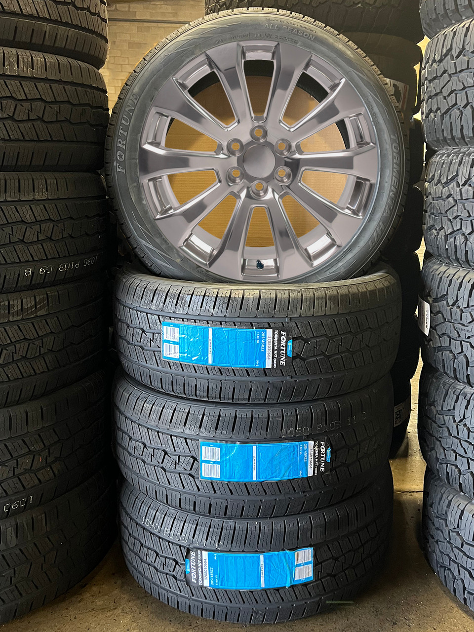 Polished High Country Ten Spoke 22" Wheels With All Season Tires