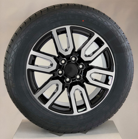 Chevy Gloss Black and Machine 20 Inch AT4 Style Split Spoke Wheels with ...
