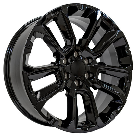 GMC 22 Inch Gloss Black Notched RST Style Rims for Sierra, Yukon ...